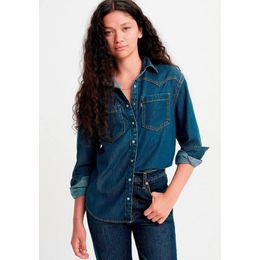 Levi's LEVI'S Damen Jeansbluse "TEODORA WESTERN SHIRT", blau, Gr. XS, Web, Obermaterial: 60% Lyocell, 40% Baumwolle, Blusen, mit Druckkn&ouml;pfen