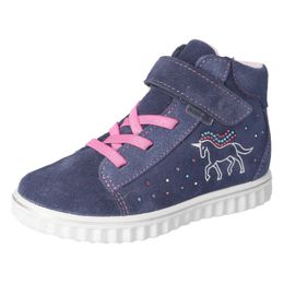 Ricosta Damen Sneaker "Jeannie", Gr. 33, blau, Veloursleder, Glitzer, Schuhe, Schn&uuml;rboots mit TEX-Ausstattung, Gr&ouml;&szlig;enschablone zum Download