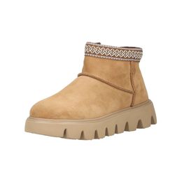 Rieker Damen Plateaustiefelette "Rieker Stiefelette Leder", Gr. 38, beige, Leder, Schuhe