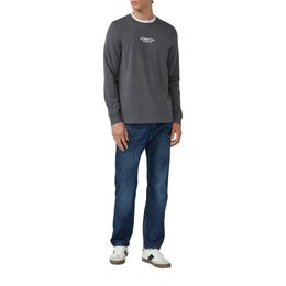 s.Oliver Herren Langarmshirt, grau, Gr. XXL, bedruckt, Jersey, Obermaterial: 100% Baumwolle, Shirts, mit Logo Schriftzug