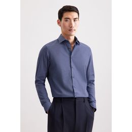 Seidensticker Herren Businesshemd "Schwarze Rose", blau, Gr. 40, bedruckt, 100% Baumwolle, Hemden, Slim 1/1 Kentkragen Druck