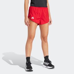 Damen Laufshorts "ADIZERO E SHORT", rot, Gr. L, adidas Performance, Obermaterial: 100% Polyester, Hosen