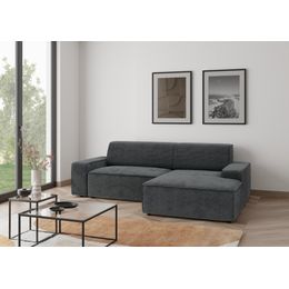Ecksofa Trendmanufaktur "Graz, wahlweise mit Sitzvorschub und Bettkasten, L-Form, Breite 246 cm", grau (dunkelgrau), B:246cm H:73cm T:162cm, 92% Polyester, 8% Polyamid, Sofas, Ecksofa, in Cord-, haustierfreundlichem LEO Struktur- oder LUMOS-3D-Bezug
