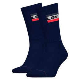 Levi's LEVI'S Damen Socken "LEVIS REGULAR CUT SPRTWR LOGO 2P", Gr. 39, blau, Baumwollmischung, bedruckt, unifarben mit Farbeinsatz, Socken, mit breitem