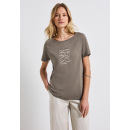 Street One Damen T-Shirt, beige, Gr. 34, unifarben, Web, 50% Baumwolle, 50% Modal, Shirts, im soften Baumwoll-Mix