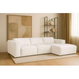 Ecksofa Home Affaire "Noord mit Kedernaht, Breite 281 cm, L-Form", beige (cream), B:281cm H:71cm T:161cm, 100% PES, Sofas, Ecksofa, Cord, Struktur, Webstoff, mit Wellenunterfederung, Massivholzrahmen, Topseller