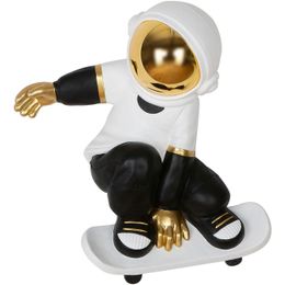 Wanddekoobjekt Gilde "Wandobjekt Astronaut Skateboard schwarz; weiß H. 44,5 cm", schwarz-weiß (schwarz, weiß), B:38,5cm H:44,5cm T:14cm, Kunstharz, Wanddekoobjekte