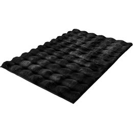 Badematte Kleine Wolke "Cloud", schwarz, H:28mm, Polyester, Badematten, Badteppich, Uni Farben, Hoch-Tief Effekt, besonders weich