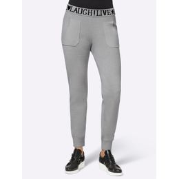 Jogger Pants Heine, Damen, Gr. 36, Normalgrößen, grau (steingrau, meliert), 52% Viskose, 26% Polyester, 22% Polyamid, unifarben, 7/8-Länge, Hosen