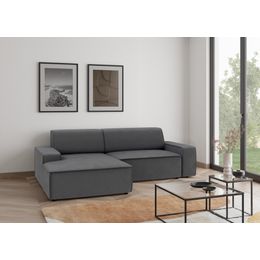 Ecksofa Trendmanufaktur "Graz, wahlweise mit Sitzvorschub und Bettkasten, L-Form, Breite 246 cm", grau (anthrazit), B:246cm H:73cm T:162cm, 100% Polyester, Sofas, Ecksofa, in Cord-, haustierfreundlichem LEO Struktur- oder LUMOS-3D-Bezug