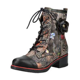 Laura Vita Damen Schn&uuml;rstiefelette "Laura Vita Stiefelette Leder/Textil", Gr. 38, schwarz, Leder, Textil, Schuhe