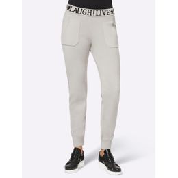 Jogger Pants Heine, Damen, Gr. 44, Normalgr&ouml;&szlig;en, beige (ecru), 52% Viskose, 26% Polyester, 22% Polyamid, unifarben, 7/8-L&auml;nge, Hosen
