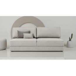 Schlafsofa OTTO HOME "Simonton 3-Sitzer, Breite 202 cm", grau, B:202cm H:86cm T:102cm, 100% Polyester, Sofas, Schlafsofa, Liegefl&auml;che 202x146 cm, inkl. Bettkasten, weicher Struktur-Stoff