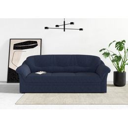 3-Sitzer DOMO collection "Montana f&uuml;r kleine R&auml;ume, Breite 184cm, komfortabel und zeitlos", blau (dunkelblau), B:184cm H:84cm T:82cm, 100% Polyester, Sofas, bequeme Armlehnen