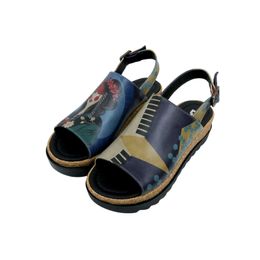 DOGO Damen Sandalette "Gigi Sandale Bring Your Colours To Life Damen Sandalen", Gr. 38, blau, Lederimitat, Schuhe, Handgefertigt