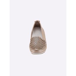 Gemini Damen Slipper, Gr. 37, beige, Glattleder, Schuhe