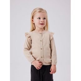 name it M&auml;dchen Strickjacke "NMFABINNE LS KNIT CARD NOOS", beige, Gr. 104, unifarben, Strick, Obermaterial: 74% Baumwolle, 18% Polyester, 8%