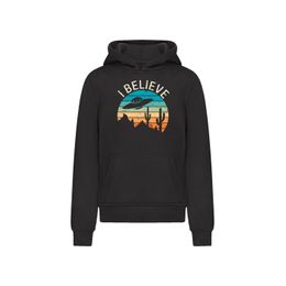 F4NT4STIC Kinder Kapuzenpullover "I Believe UFO Alien Sonnenuntergang", schwarz, Gr. 110, Obermaterial: 65% Baumwolle, 35% Polyester, Pullover,