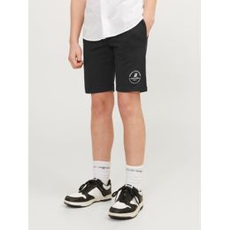 Jack & Jones Jungen Sweatshorts "JPSTSWIFT SWEAT SHORTS AUT SN JNR", schwarz, Gr. 140, JACK & JONES JUNIOR, bedruckt, Web, Obermaterial: 100% Baumwolle, Hosen