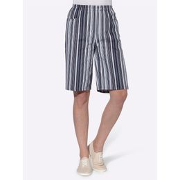Classic Basics Damen Bermudas, schwarz, Gr. 38, gemustert, gestreift, mehrfarbig, 100% Baumwolle, Hosen