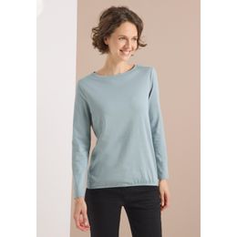 Cecil Damen Langarmshirt, blau, Gr. XXL, unifarben, Web, 100% Baumwolle, Shirts, aus reiner Baumwolle