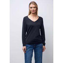 Street One Damen V-Ausschnitt-Pullovertiefblau, Gr. 36, unifarben, Stoff, 60% Viskose, 40% Baumwolle, Pullover, Feinstrick