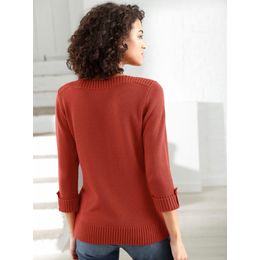 Casual Looks Damen 3/4 Arm-Pullover "Pullover", rot, Gr. 36, meliert, unifarben, 50% Baumwolle, 50% Polyacryl, Pullover