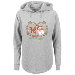 F4NT4STIC Damen Kapuzenpullover "Weihnachten Hippie Santa And Reindeer", grau, Gr. XS, Obermaterial: 100% Baumwolle, Pullover, Premium Qualit&auml;t,