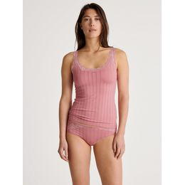 Calida Damen Tanktop "Etude Toujours", Gr. XXS, rosa, Single Jersey, Obermaterial: 95% Baumwolle, 5% Elasthan, unifarben, Tops, zarte Spitze,