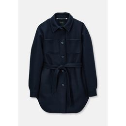 Madeleine Mode MADELEINE Damen Outdoorjacke "Jacke Hemdjacke mit Bindeg&uuml;rtel", blau, Modern, Gr. 40, Obermaterial: 53% Polyester PES. 43% Polyacryl PAN. 4% Wolle