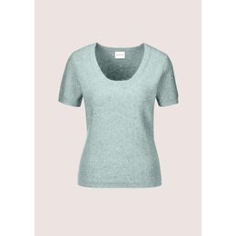 Madeleine Mode MADELEINE Damen Longpullover "Pullover Glitzernder Kurzarm-Pullover, Rundhals", silber, Modern, Gr. 44, Obermaterial: 28% Alpaka WP. 28% Wolle WO.
