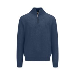 Fynch-Hatton Herren Troyer, blau, Gr. L, Strick, Obermaterial: 100% Baumwolle, Pullover, mit Logo an der Brust