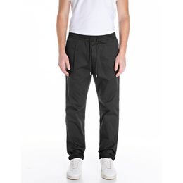 Replay Herren Schlupfhose "Regular Fit", schwarz, Gr. 34, Obermaterial: 97% Baumwolle, 3% Elasthan, Hosen, mit elastischem Bund