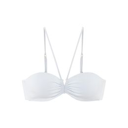 Damen Bandeau-Bikini-Top "Nela", wei&szlig;, Gr. 42, Copenhagen Studios, strukturiert, unifarben, Rippware, Recycling-Polyamid, Bikini-Oberteile, mit
