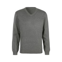 H.I.S. H.I.S Herren Strickpullover, grau, Basic, Gr. S, meliert, Feinstrick, Obermaterial: 60% Baumwolle, 40% Polyester, Pullover, mit V-Ausschnitt,