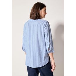 Cecil Damen Klassische Bluse, blau, Gr. L, gestreift, Web, Obermaterial: 51% Viskose, 32% Baumwolle, 17% Polyamid, Blusen, mit Streifen Muster