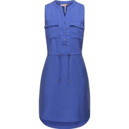 Ragwear Damen Blusenkleid "Roissin", blau, Gr. L, Material: 80% Viskose, 20% Polyester, Kleider, stylisches Sommerkleid mit Bindeband