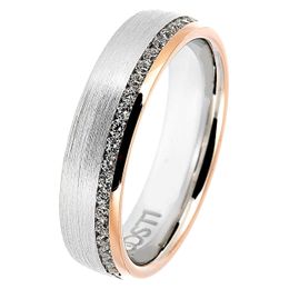DOOSTI Damen Trauring "Schmuck Geschenk Silber 925 Trauring Ehering Partnerring LIEBE", 58,mit Zirkonia, Silber 925 (Sterlingsilber), 5mm, rosa,
