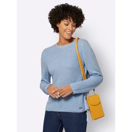 Casual Looks Damen Strickpullover "Pullover", blau, Gr. 36, meliert, unifarben, 76% Polyacryl, 24% Baumwolle, Pullover
