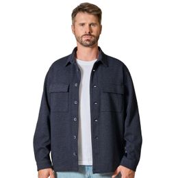 Venti Herren Langarmhemd "Venti Hemdjacke uni", blau, Gr. 50, unifarben, 51% Polyester, 17% Polyamid, 16% Baumwolle, 12% Viskose, 4% Elasthan, Hemden