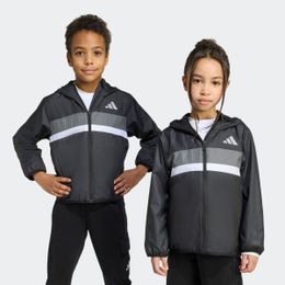 Jungen Windbreaker "LK TIBERIO WB", weiß, Gr. 116, adidas Sportswear, Obermaterial: 100% Polyester, Jacken