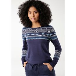 Kangaroos Damen Norwegerpullover, blau, Gr. 48, Strick, Obermaterial: 50% Baumwolle, 50% Polyacryl, Pullover, im winterlichen Design