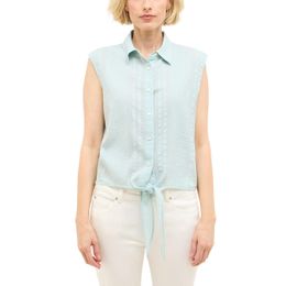 Mustang Damen Kurzarmbluse "Damen Style Arvada", blau, Gr. 46, unifarben, Cr&ecirc;pe, 100% Baumwolle, Blusen