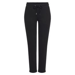 H.I.S. H.I.S Damen Sweathose, Gr. 36, schwarz, Interlock, Obermaterial: 60% Baumwolle, 40% Polyester, bestickt, unifarben, Hosen, Schlupfhose mit kleinem