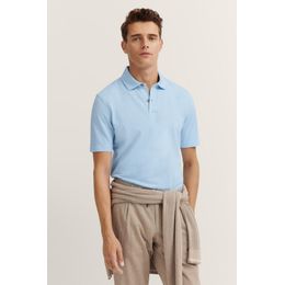 Bugatti Herren Poloshirt, blau, Gr. XXL, unifarben, 85% Baumwolle, 15% Leinen, Shirts, aus Baumwoll-Leinen-Mischung