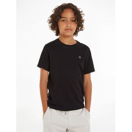 M&auml;dchen T-Shirt "MONOGRAM MINI BADGE T-SHIRT", schwarz, Gr. 6, Calvin Klein Jeans, unifarben, Single Jersey, Obermaterial: 100% Baumwolle, Shirts,