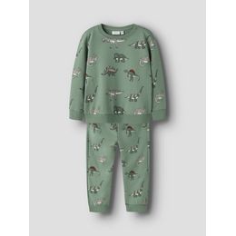 name it Jungen Schlafhose "NMMNENEAN LS SWE BRU PB SET", gr&uuml;n, Gr. 116, bedruckt, Web, Obermaterial: 100% Baumwolle, Hosen