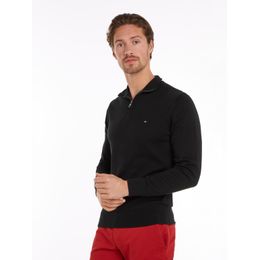 Tommy Hilfiger Herren Troyer "PIMA ORG CTN CASHMERE ZIP MOCK", schwarz, Gr. XXXL, Obermaterial: 95% Baumwolle, 5% Kaschmir, Pullover