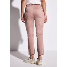 Street One Damen 7/8-Hose, rosa, Gr. 46, unifarben mit Farbeinsatz, Web, 97% Baumwolle, 3% Elasthan, Hosen, 4-Pocket Style