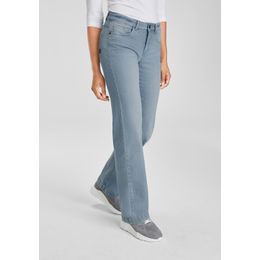 Arizona Damen Weite Jeans, blau, Basic, Gr. 18, Denim/Jeans, Obermaterial: 98% Baumwolle, 2% Elasthan, Jeans, weite Beinform, Used-Look-Waschung,